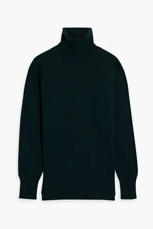 Iris & Ink Iris & Ink Millie Mélange Cashmere And Wool-Blend Turtleneck Sweater Forest Green