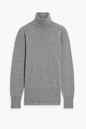 Iris & Ink Millie Mélange Cashmere And Woolblend Turtleneck Sweater - Gray