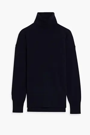 Iris & Ink Millie Mélange Cashmere And Woolblend Turtleneck Sweater - Navy