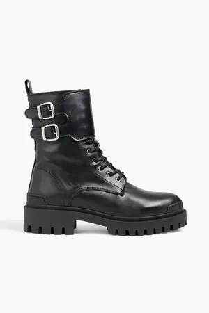 Iris & Ink Annie Buckled Leather Combat Boots