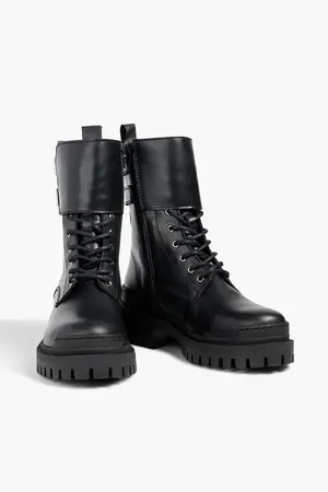 Iris & Ink Annie Buckled Leather Combat Boots