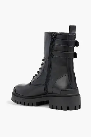 Iris & Ink Annie Buckled Leather Combat Boots