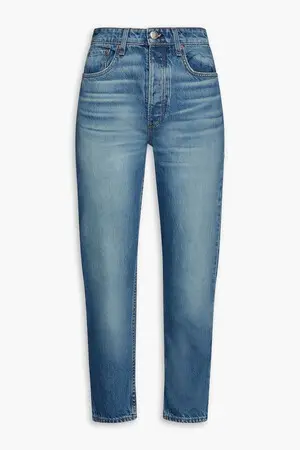 Rag & Bone Nina Cropped Faded Highrise Slimleg Jeans - Mid Denim