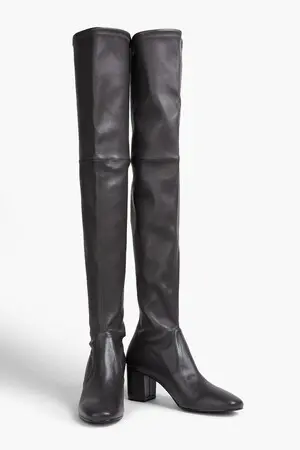 STUART WEITZMAN Genna 60 Leather Thigh Boots - Dark Gray