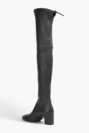 STUART WEITZMAN Genna 60 Leather Thigh Boots - Dark Gray