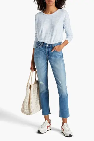Rag & Bone Dre Distressed Mid Rise Slim Leg Jeans