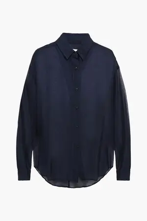 Rag & Bone Rag & Bone Boyfriend Oversized Cotton-Blend Voile Shirt Navy