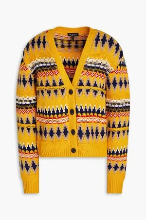 Rag & Bone Willow Fair Isle Wool Cardigan Yellow
