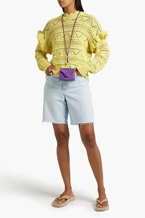 Joie Hockley Ruffled Openknit Cottonblend Sweater