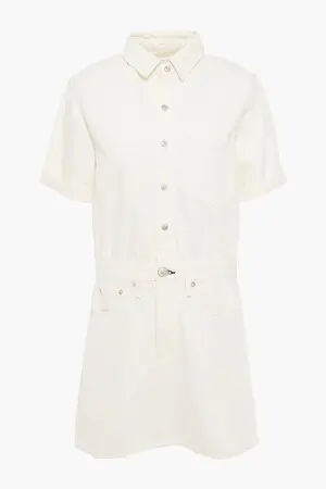 Rag & Bone All In One Denim Mini Shirt Dress - Ivory
