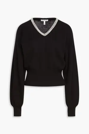 Autumn Cashmere Embellished Cashmere Sweater - Black