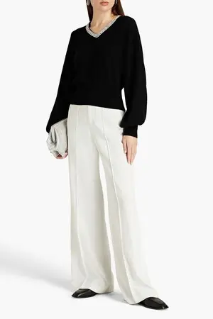 Autumn Cashmere Embellished Cashmere V-neck Sweater