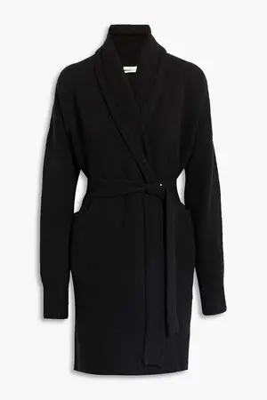 Co Belted Wool And Cashmereblend Cardigan - Black