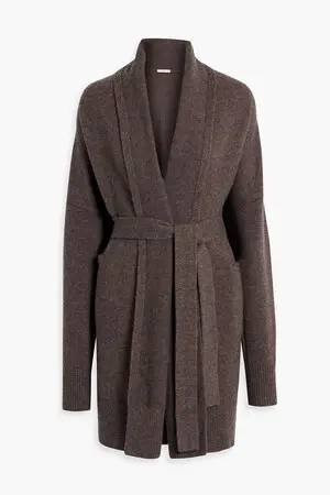 Co Belted Wool And Cashmereblend Cardigan - Brown