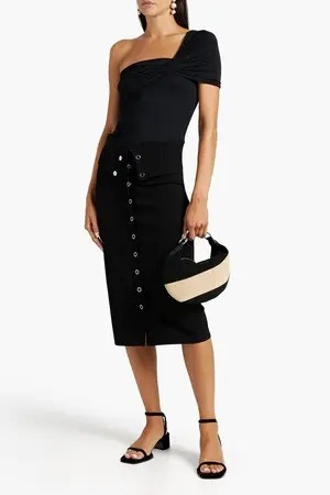 THE LINE BY K Kyo Oneshoulder Ruched Stretchmicro Modal Top - Black