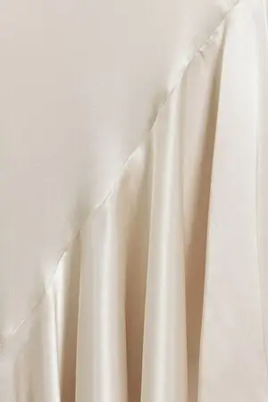 THE LINE BY K Asymmetric Ruffled Satin Midi Skirt - Cream