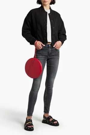 Rag & Bone Val Cropped Quilted Denim Bomber Jacket