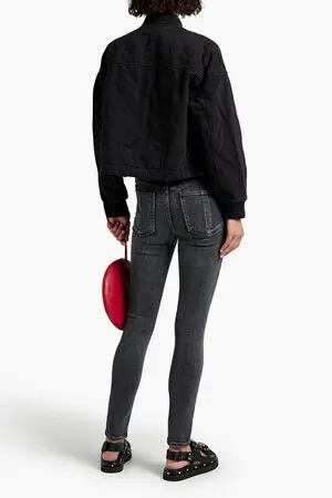 Rag & Bone Val Cropped Quilted Denim Bomber Jacket