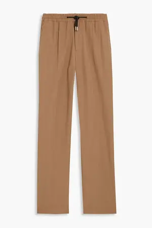 Sandro Slub Cotton And Linenblend Drawstring Pants - Light Brown