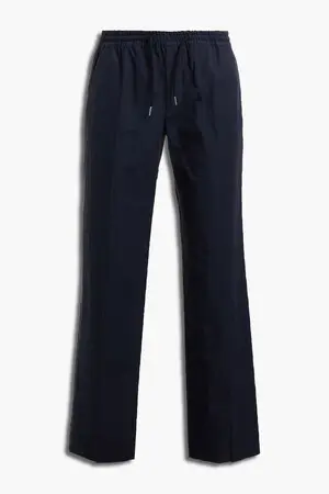 Sandro Slub Cotton And Linenblend Drawstring Pants - Navy