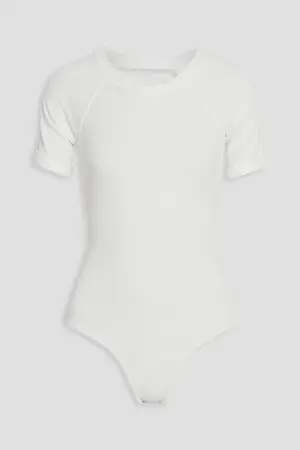 THE LINE BY K Remy Openback Ribbed Jersey Bodysuit - White