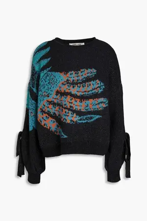 Diane Von Furstenberg Jasleen Metallic Jacquardknit Wool Sweater - Black