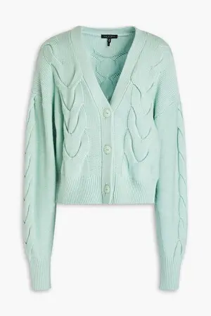Rag & Bone Taylor Cotton And Cashmereblend Cableknit Cardigan - Mint