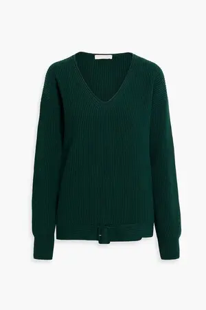 Fabiana Filippi Ribbed Merino Wool, Silk And Cashmereblend Sweater - Emerald