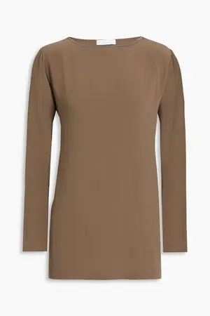 Fabiana Filippi Beadembellished Crepon Blouse - Mushroom