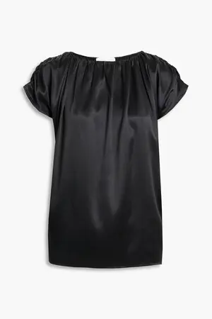 Fabiana Filippi Gathered Silkblend Satin Top - Black