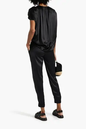 Fabiana Filippi Gathered Silkblend Satin Top
