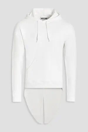 Moschino Asymmetrical Printed French Terry Hoodie - White