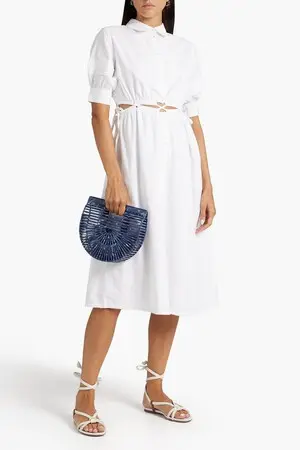 Walter Baker Merla Cutout Pleated Cotton Midi Dress