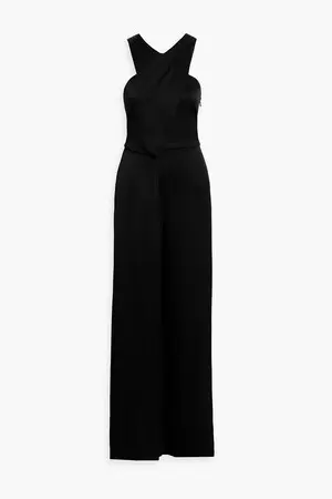 Halston Rhodes Layered Satin-crepe Jumpsuit - Black