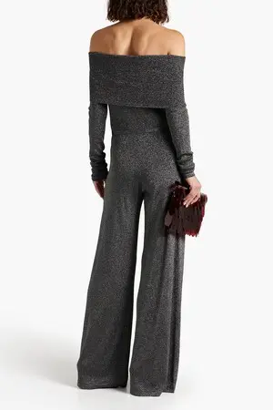 Halston Adria Offtheshoulder Lurex Wideleg Jumpsuit
