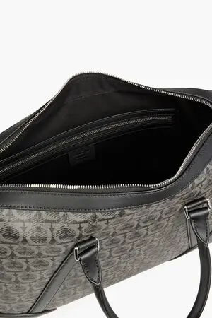 FERRAGAMO Leather-trimmed Logoprint Coated Canvas Briefcase