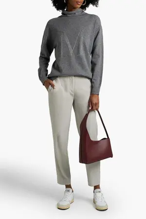 Fabiana Filippi Twill Merino Wool-blend Tapered Pants - Stone