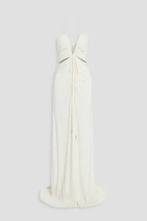Halston Grace Ruched Halterneck Gown