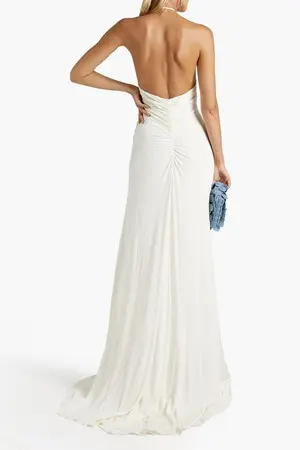 Halston Grace Ruched Halterneck Gown
