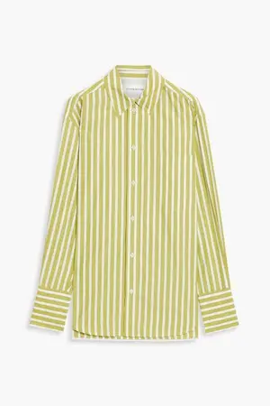 Victoria Beckham Striped Cottonpoplin Shirt - Lime Green