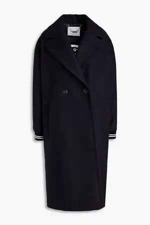 Each X Other Doublebreasted Embroidered Woolblend Felt Coat - Navy