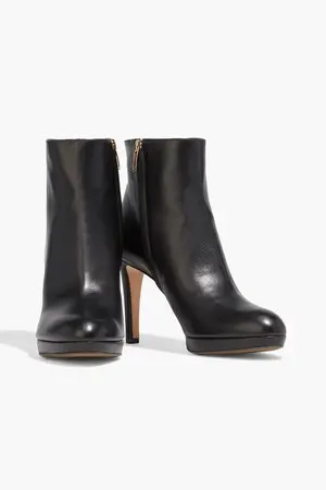 SERGIO ROSSI Leather Platform Ankle Boots