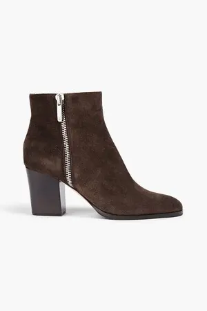 SERGIO ROSSI Suede Ankle Boots Chocolate