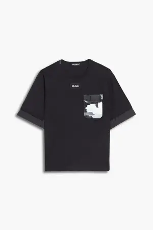 Dolce & Gabbana Appliquéd Shelltrimmed Cottonblend Jersey Tshirt - Black