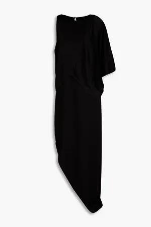Halston Asymmetric Draped Maxi Dress - Black
