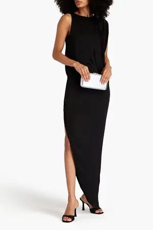 Halston Asymmetric Draped Maxi Dress - Black