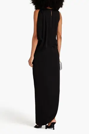 Halston Asymmetric Draped Maxi Dress - Black