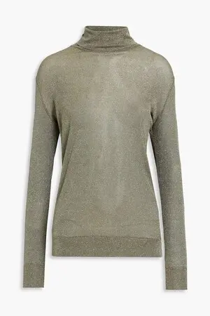 Fabiana Filippi Fabiana Filippi Metallic Stretch-Knit Turtleneck Sweater - Army Green