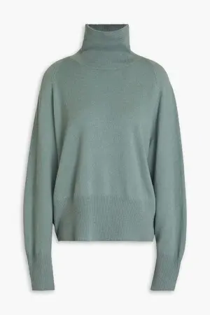 Vince Wool And Cashmere-Blend Turtleneck Sweater Grey Green