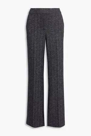 Theory Talbert Herringbone Woolblend Wideleg Pants - Navy
